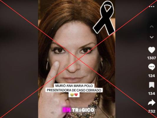 Es falsa la muerte de Ana María Polo que circula en redes
